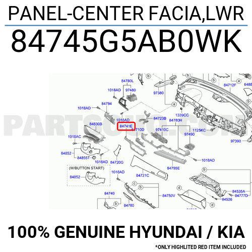 PANEL-CENTER FACIA,LWR 84745G5AB0WK | Hyundai / KIA Parts | PartSouq