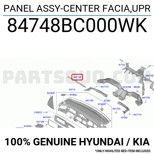 PANEL ASSY-CENTER FACIA,UPR 84748BC000WK | Hyundai / KIA Parts | PartSouq