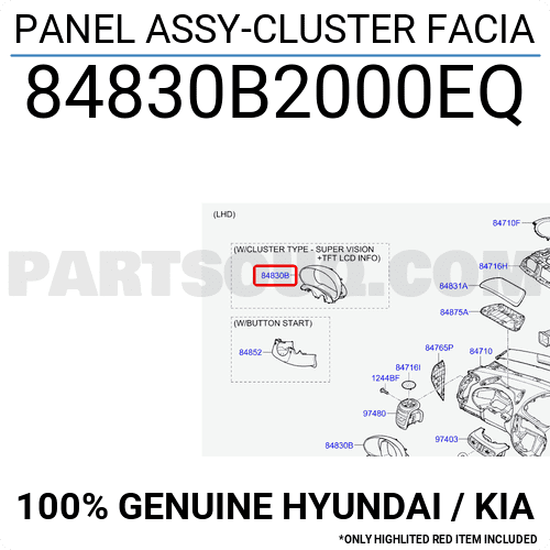 PANEL ASSY-CLUSTER FACIA 84830B2000EQ | Hyundai / KIA Parts | PartSouq