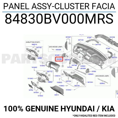 PANEL ASSY-CLUSTER FACIA 84830BV000MRS | Hyundai / KIA Parts | PartSouq