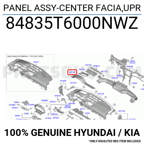 PANEL ASSY-CENTER FACIA,UPR 84835T6000NWZ | Hyundai / KIA Parts | PartSouq