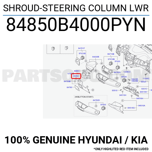 SHROUD-STEERING COLUMN LWR 84850B4000PYN | Hyundai / KIA Parts | PartSouq