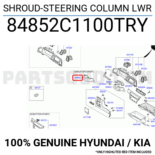 SHROUD-STEERING COLUMN LWR 84852C1100TRY | Hyundai / KIA Parts | PartSouq