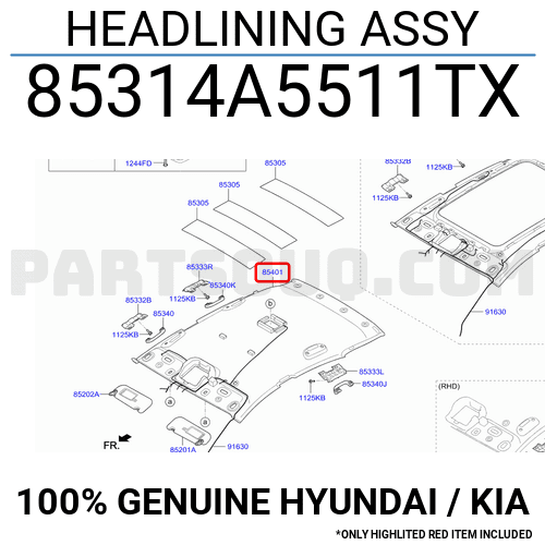 HEADLINING ASSY 85314A5511TX | Hyundai / KIA Parts | PartSouq