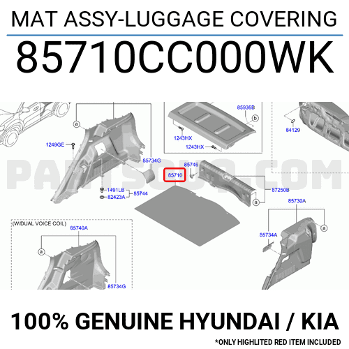 MAT ASSY-LUGGAGE COVERING 85710CC000WK | Hyundai / KIA Parts | PartSouq