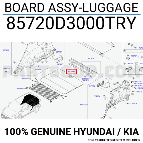 BOARD ASSY-LUGGAGE 85720D3000TRY | Hyundai / KIA Parts | PartSouq