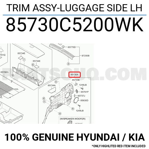 TRIM ASSY-LUGGAGE SIDE LH 85730C5200WK | Hyundai / KIA Parts | PartSouq