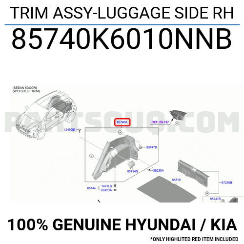 TRIM ASSY-LUGGAGE SIDE RH 85740K6010NNB | Hyundai / KIA Parts | PartSouq