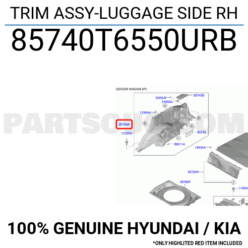 TRIM ASSY-LUGGAGE SIDE RH 85740T6550URB | Hyundai / KIA Parts | PartSouq
