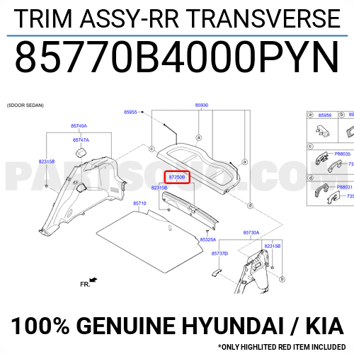 TRIM ASSY-RR TRANSVERSE 85770B4000PYN | Hyundai / KIA Parts | PartSouq