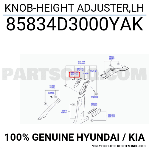 KNOB-HEIGHT ADJUSTER,LH 85834D3000YAK | Hyundai / KIA Parts | PartSouq