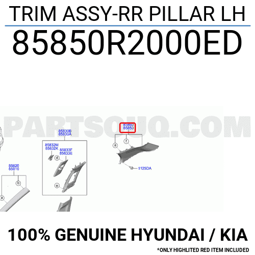 TRIM ASSY-RR PILLAR LH 85850R2000ED | Hyundai / KIA Parts | PartSouq