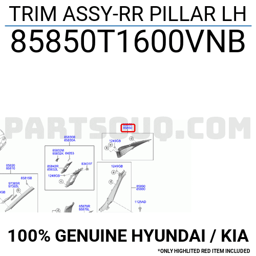 TRIM ASSY-RR PILLAR LH 85850T1600VNB | Hyundai / KIA Parts | PartSouq
