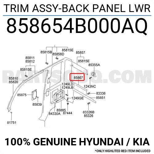 TRIM ASSY-BACK PANEL LWR 858654B000AQ | Hyundai / KIA Parts | PartSouq