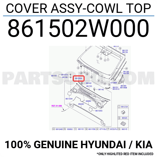 COVER ASSY-COWL TOP 861502W000 | Hyundai / KIA Parts | PartSouq