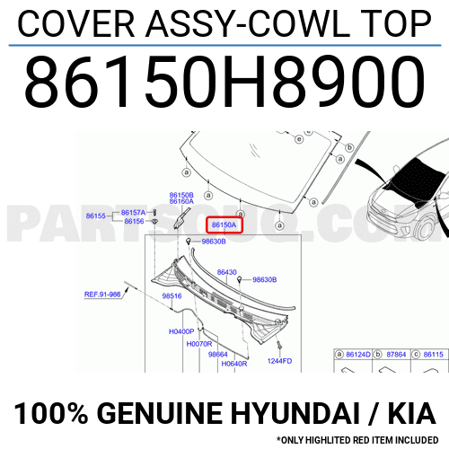 COVER ASSY-COWL TOP 86150H8900 | Hyundai / KIA Parts | PartSouq