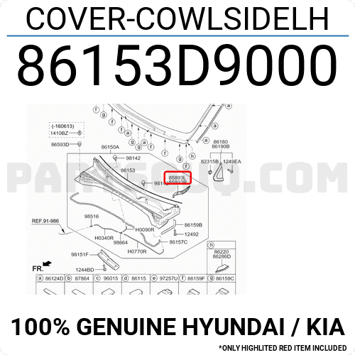 COVER-COWLSIDELH 86153D9000 | Hyundai / KIA Parts | PartSouq