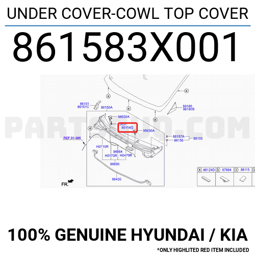 UNDER COVER-COWL TOP COVER 861583X001 | Hyundai / KIA Parts | PartSouq