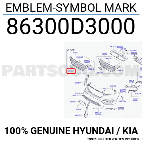 EMBLEM-SYMBOL MARK 86300D3000 | Hyundai / KIA Parts | PartSouq