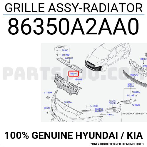 GRILLE ASSY-RADIATOR 86350A2AA0 | Hyundai / KIA Parts | PartSouq