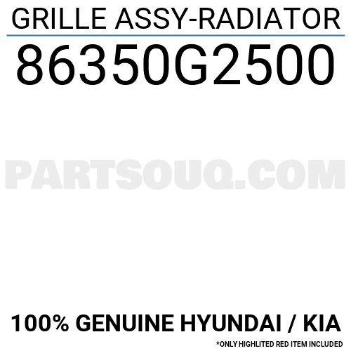 GRILLE ASSY-RADIATOR 86350G2500 | Hyundai / KIA Parts | PartSouq