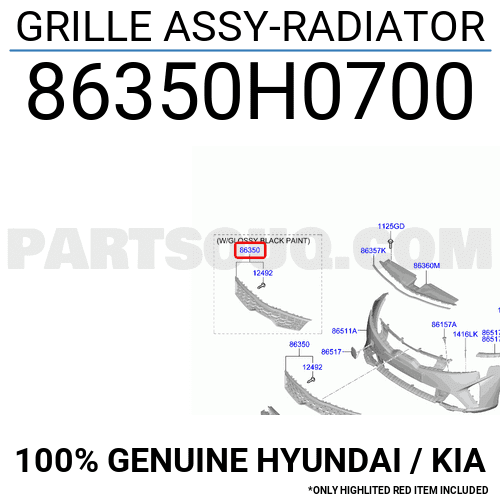 GRILLE ASSY-RADIATOR 86350H0700 | Hyundai / KIA Parts | PartSouq