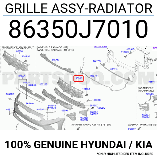 GRILLE ASSY-RADIATOR 86350J7010 | Hyundai / KIA Parts | PartSouq
