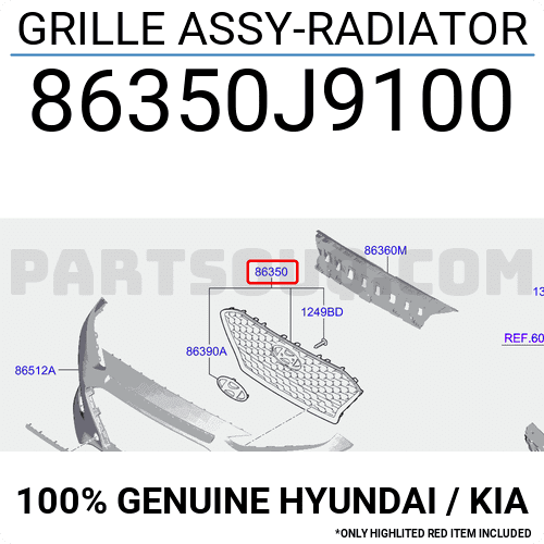 GRILLE ASSY-RADIATOR 86350J9100 | Hyundai / KIA Parts | PartSouq