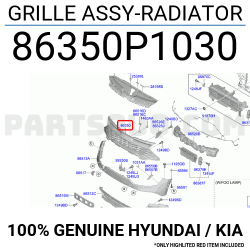 GRILLE ASSY-RADIATOR 86350P1030 | Hyundai / KIA Parts | PartSouq
