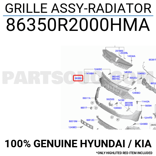 GRILLE ASSY-RADIATOR 86350R2000HMA | Hyundai / KIA Parts | PartSouq