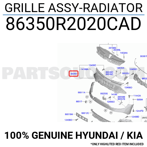 GRILLE ASSY-RADIATOR 86350R2020CAD | Hyundai / KIA Parts | PartSouq
