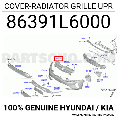 COVER-RADIATOR GRILLE UPR 86391L6000 | Hyundai / KIA Parts | PartSouq
