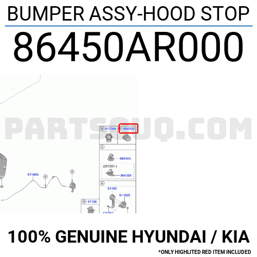 BUMPER ASSY-HOOD STOP 86450AR000 | Hyundai / KIA Parts | PartSouq