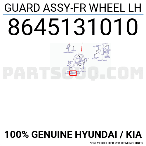 GUARD ASSY-FR WHEEL LH 8645131010 | Hyundai / KIA Parts | PartSouq
