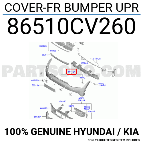 COVER-FR BUMPER UPR 86510CV260 | Hyundai / KIA Parts | PartSouq