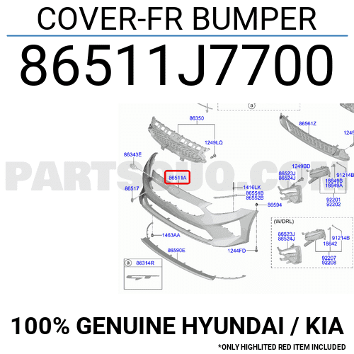 COVER-FR BUMPER 86511J7700 | Hyundai / KIA Parts | PartSouq