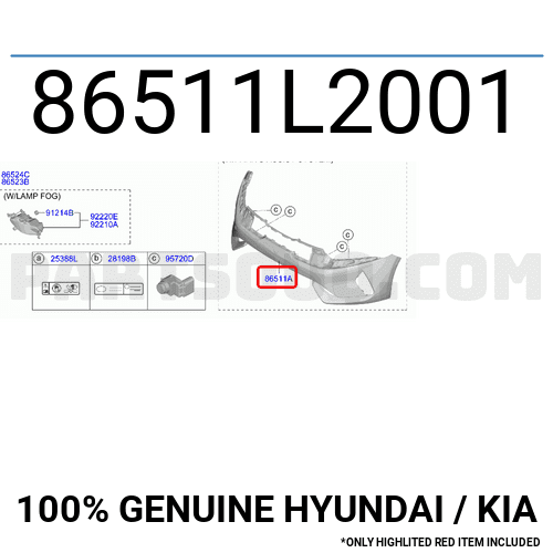 COVER - FRONT BUMPER 86511L2001 | Hyundai / KIA Parts | PartSouq