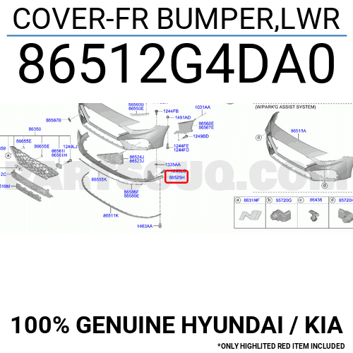 COVER-FR BUMPER,LWR 86512G4DA0 | Hyundai / KIA Parts | PartSouq