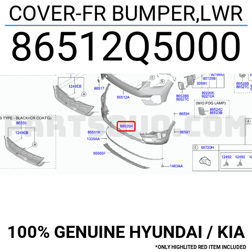 COVER-FR BUMPER,LWR 86512Q5000 | Hyundai / KIA Parts | PartSouq
