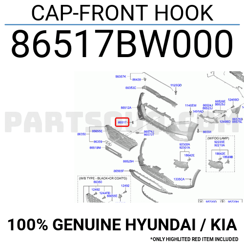 CAP-FRONT HOOK 86517BW000 | Hyundai / KIA Parts | PartSouq