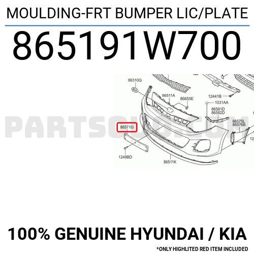 MOULDING-FRT BUMPER LIC/PLATE 865191W700 | Hyundai / KIA Parts | PartSouq