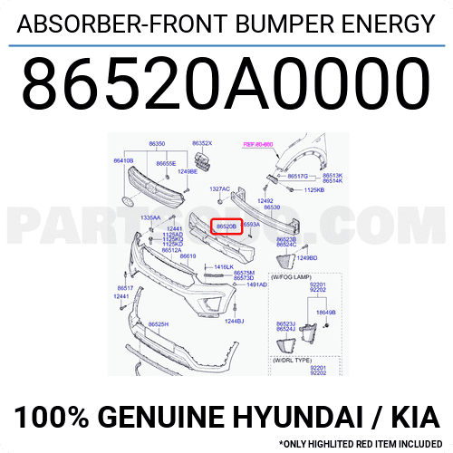 ABSORBER-FRONT BUMPER ENERGY 86520A0000 | Hyundai / KIA Parts | PartSouq