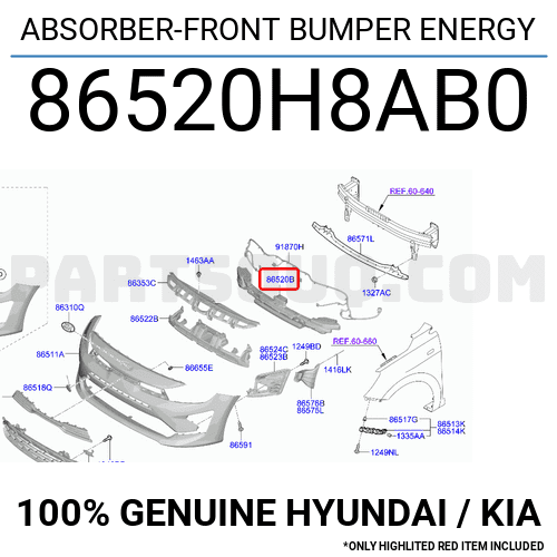 ABSORBER-FRONT BUMPER ENERGY 86520H8AB0 | Hyundai / KIA Parts | PartSouq