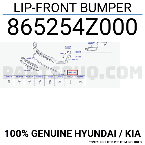 LIP-FRONT BUMPER 865254Z000 | Hyundai / KIA Parts | PartSouq