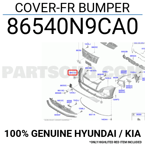 COVER-FR BUMPER 86540N9CA0 | Hyundai / KIA Parts | PartSouq