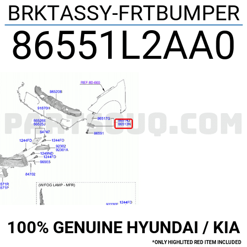 BRKTASSY-FRTBUMPER 86551L2AA0 | Hyundai / KIA Parts | PartSouq