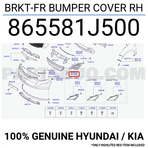 BRKT-FR BUMPER COVER RH 865581J500 | Hyundai / KIA Parts | PartSouq