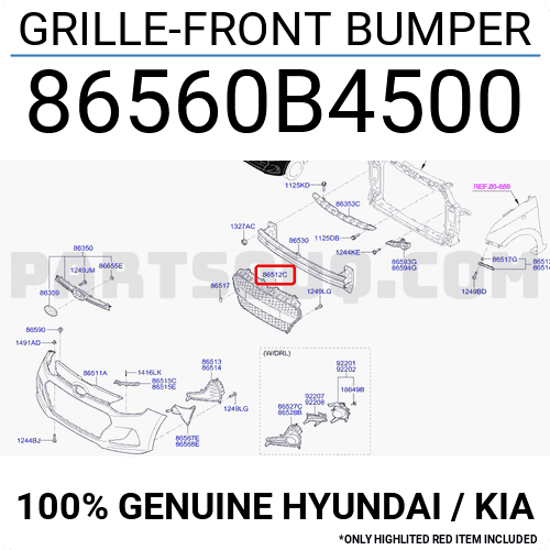 GRILLE-FRONT BUMPER 86560B4500 | Hyundai / KIA Parts | PartSouq