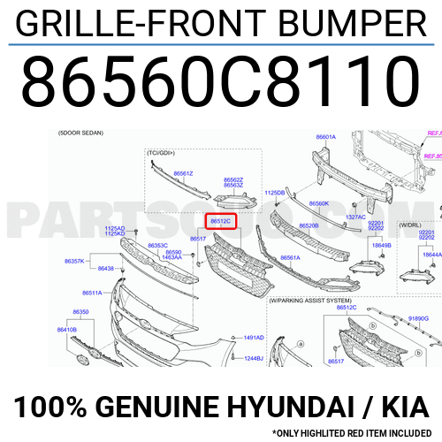 GRILLE-FRONT BUMPER 86560C8110 | Hyundai / KIA Parts | PartSouq