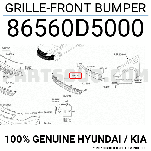 GRILLE-FRONT BUMPER 86560D5000 | Hyundai / KIA Parts | PartSouq